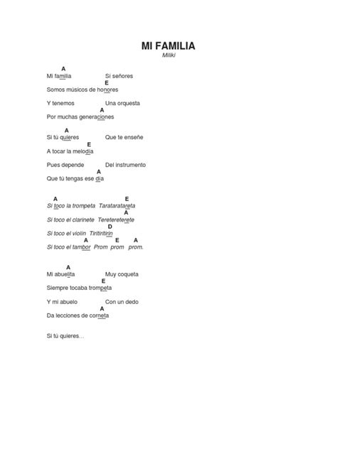 Canción Mi Familia De Miliki Pdf Artes Del Lenguaje Y Comunicación Arte