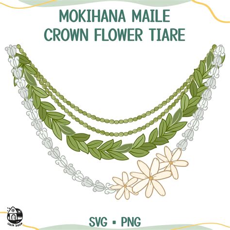 Mokihana Maile And Crown Flower Lei Svg Tiare Floral Svg Curve Lei Flower Digital Download