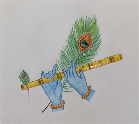 Krishna Flute Drawing Easy Krishna Janmashtami Pencil Drawing How To