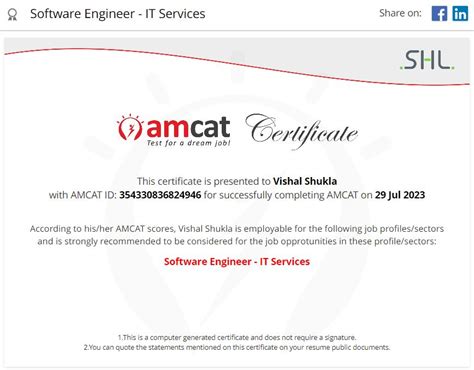 Vishal Shukla On Linkedin Amcat Shl Softwaredevelopment