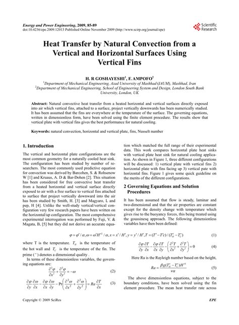 Pdf Heat Transfer By Natural Convection From A Vertical And Horizontal Surfaces Using Vertical