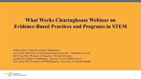 What Works Clearinghouse Evidence Based Practices In Stem Education