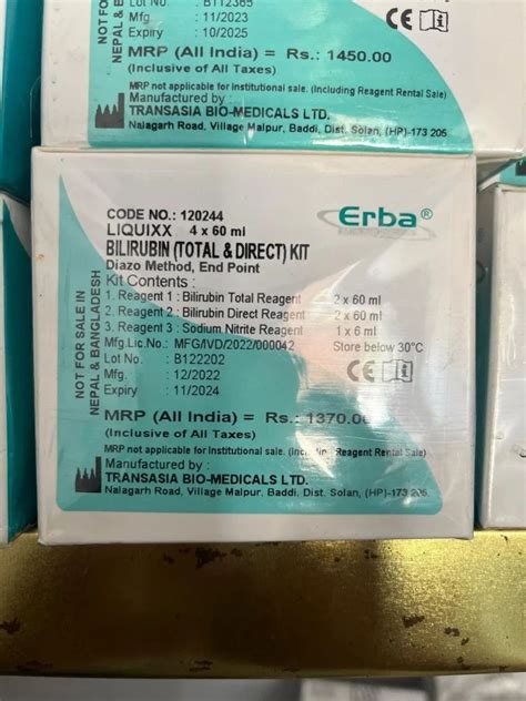 Bilirubin Total Direct Kit For Hospital Model Name Number 120244 At ₹ 670 Piece In Muzaffarnagar