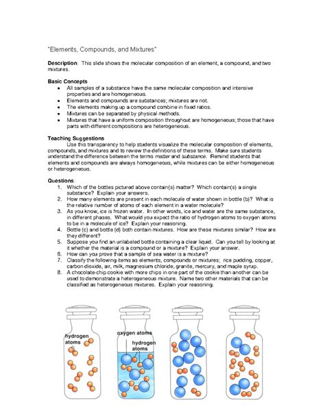 Elementcompoundsand Mixtures “elements Compounds And Mixtures