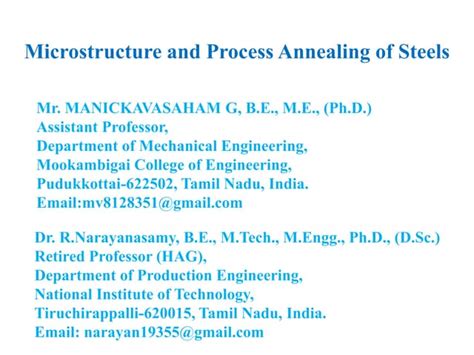 Microstructure And Process Annealing Of Steelspptx