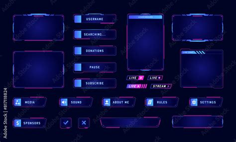 Game Stream Frames Vector Set Of Overlay Frame Screen Panel With