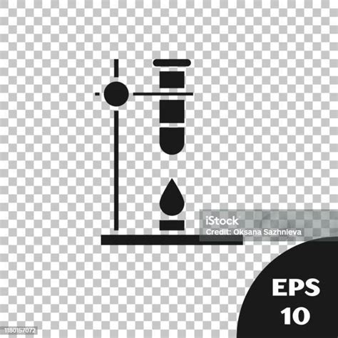 투명 한 배경에 격리 된 화재 히터 실험 아이콘에 검은 유리 테스트 튜브 플라스크 실험실 장비 벡터 일러스트레이션 과학에 대한 스톡 벡터 아트 및 기타 이미지 Istock