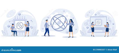 Quantum Computing Concept Optical Technology Photonics Research Tiny People Engineers And