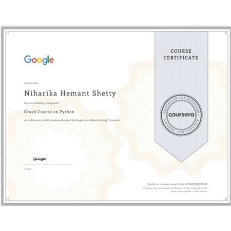 Niharika Shetty On Linkedin Crashcourseonpython Coursera
