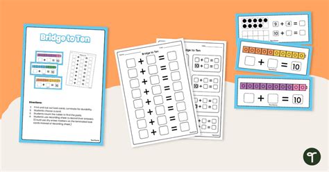 Bridge To Ten Addition Strategy Task Cards Teach Starter Worksheets