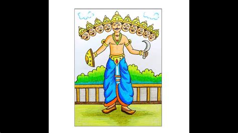 How To Draw Ravan Step By Step Easy Ravan Drawing Dussehra Special Drawing Ravan Scenery