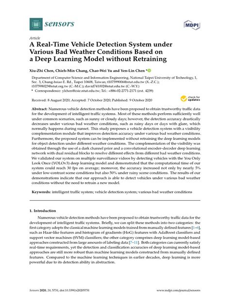 A Real Time Vehicle Detection System Under Various Pdf Deep