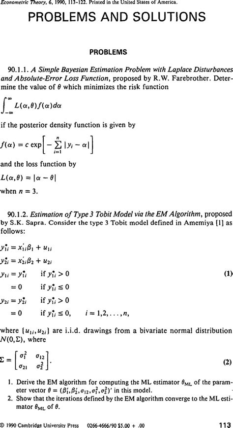 estimation of type 3 tobit model via the em algorithm econometric theory cambridge core