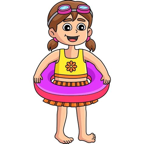 Premium Vector This Cartoon Clipart Shows A Girl In Swimsuit Outfit