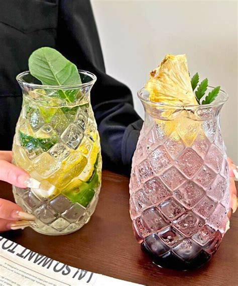 파인애플 하이볼잔 맥주 에이드 주스 유리컵 1p 에이블리