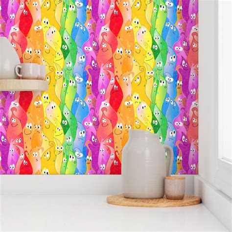 Very Rainbow Rainbow Cute Monsters Wallpaper Spoonflower