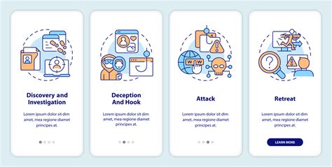 Phases Of Social Engineering Attacks Onboarding Mobile App Screen Walkthrough 4 Steps Editable