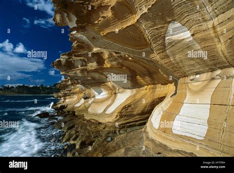 Painted Cliffs Maria Island National Park Tasmania Australia Stock