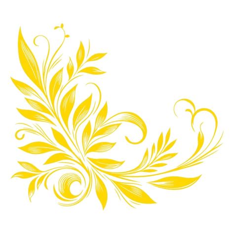 Dibujo A Mano De Un Hermoso Adorno Floral Hojas De Oro Contorno Hoja De