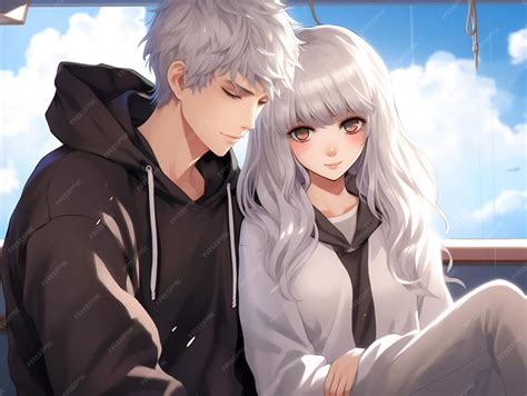 Premium Ai Image Cute Couple In Love Romantic Wallpaper Cartoon Style