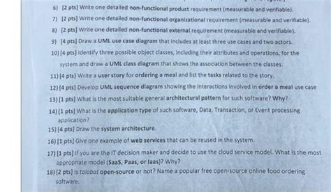 solved 6 [2 pts] write one detailed non functional product