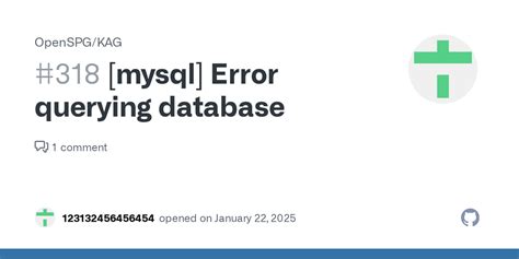 Mysql Error Querying Database · Issue 318 · Openspgkag · Github