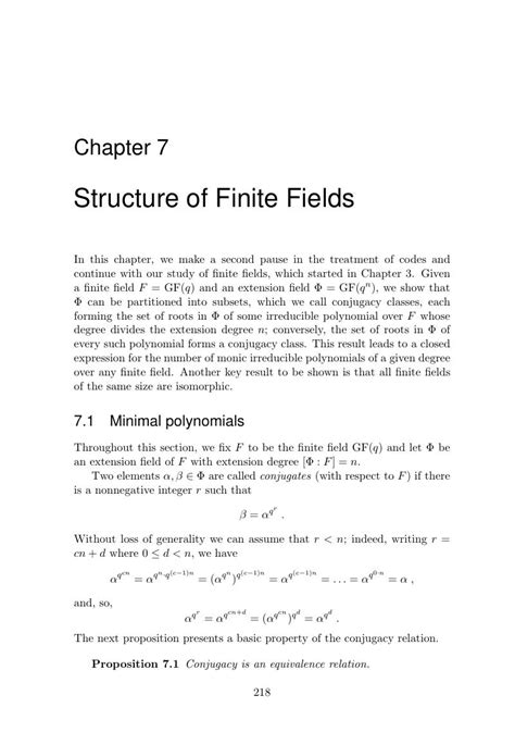 Structure Of Finite Fields Chapter 7 Introduction To Coding Theory