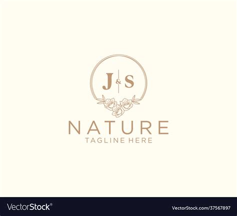 Initial Js Letters Floral Frames Botanical Vector Image