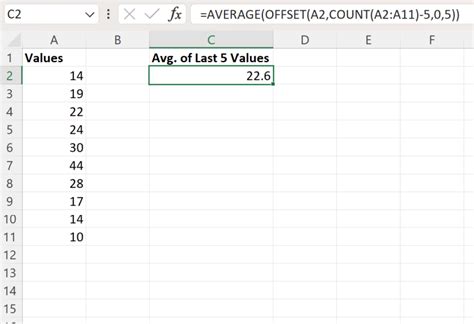 Excel Calculate Average Of Last N Values In Row Or Column