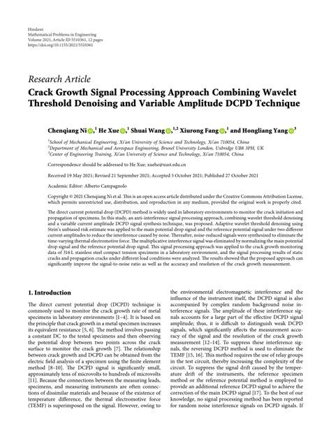 Pdf Crack Growth Signal Processing Approach Combining Wavelet