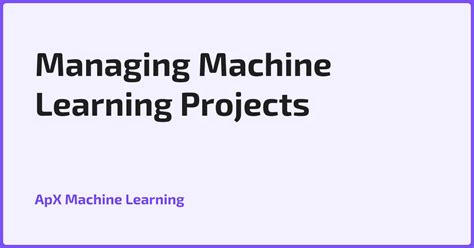 Managing Machine Learning Projects