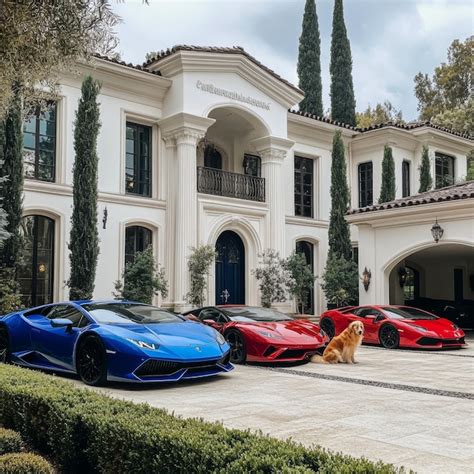 Lamborghini Aventador And Ferrari 458 Italia Parked In Front Of Luxury
