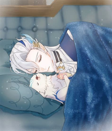 Neuvillette And Leisurely Otter Genshin Impact Drawn By Pyongli Danbooru