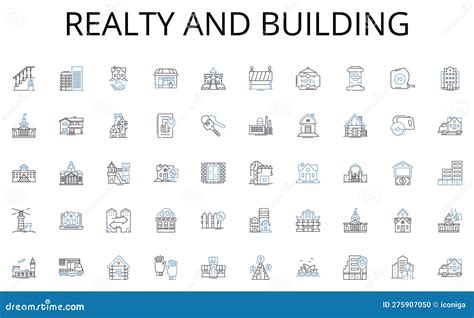 Realty And Building Line Icons Collection Algorithm Binary Compiler Database Encryption
