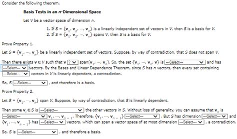 Solved Basis Tests In An N Dimensional Space Let V Be A