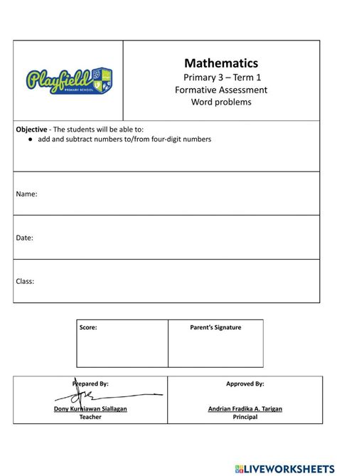 Math P3 Activity Live Worksheets