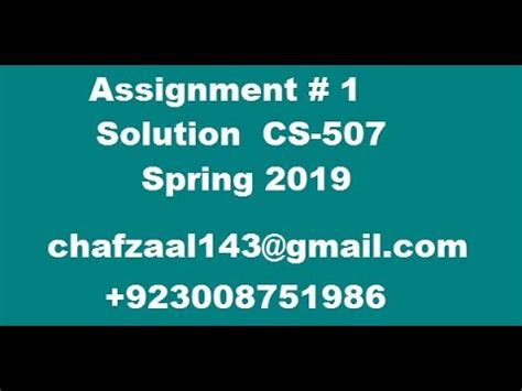 Cs Assignment No Solution Spring YouTube