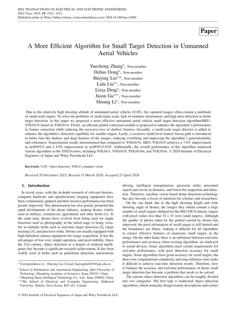 A More Efficient Algorithm For Small Target Detection In Unmanned Aerial Vehicles Request Pdf
