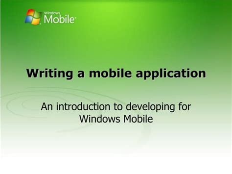 Introduction To Mobile Application Development Pptx