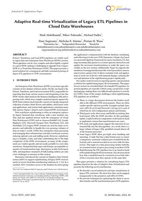 Pdf Adaptive Real Time Virtualization Of Legacy Etl Pipelines In