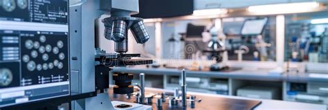 Scanning Electron Microscope In A Physical Lab Computer Education Atom Observation Nano Stock