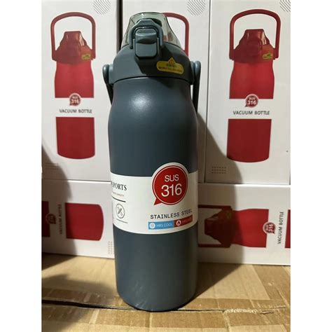ขวดนำ้ 1 7l 60oz แท้งค์เก็บอุณหภูมิ มียางรองก้นขวด สแตนเลส316 กระติกน้ำเก็บความเย็น Shopee
