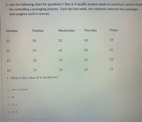 Solved 1 Use The Following Chart For Questions 1 Thru 8 A