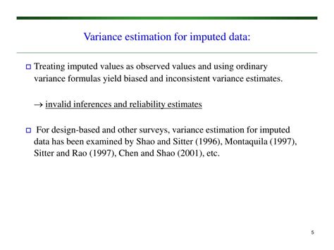 Ppt Variance Estimation In The Presence Of Nearest Neighbor Imputed Data Powerpoint