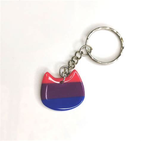 Pride Bisexual Flag Cat Keyring Queer Lgbtq Jewellery In 2024