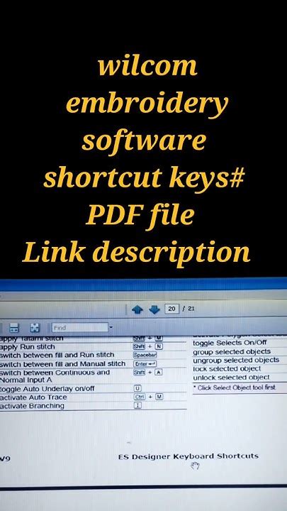 Wilcom Embroidery Software Shortcut Key Pdf File On Description Youtube