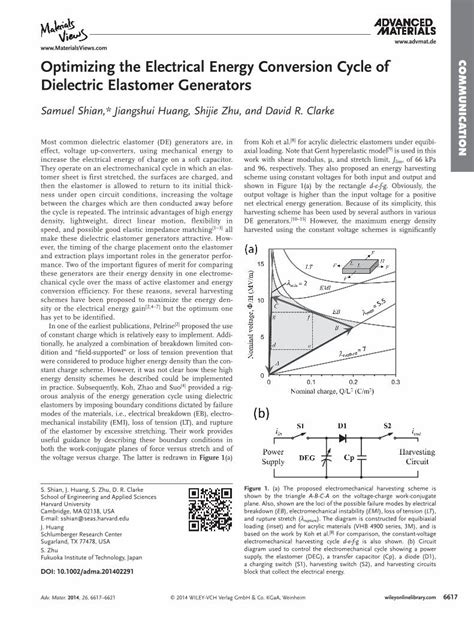 Pdf Optimizing The Electrical Energy Conversion Cycle Of Dielectric Elastomer Generators