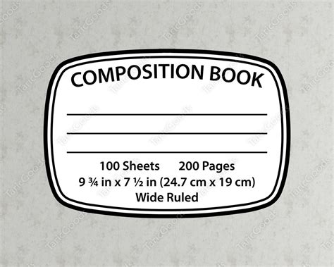 Composition Book Label Svg Composition Notebook Label Svg Composition Book Label Png Etsy