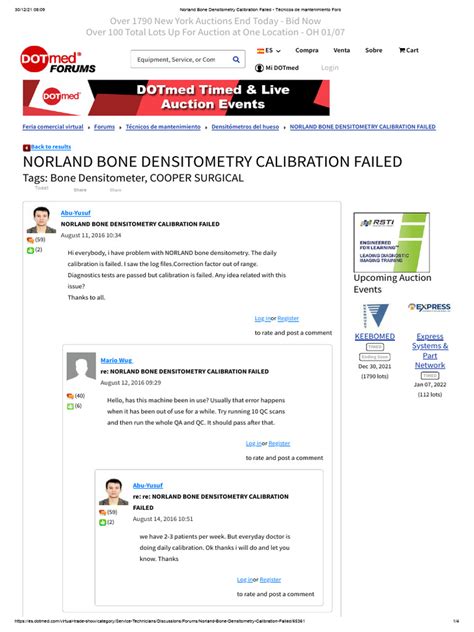 Norland Bone Densitometry Calibration Failed T俢nicos De Mantenimiento