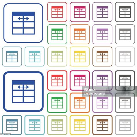 Spreadsheet Adjust Table Column Width Outlined Flat Color Icons Stock Illustration Download